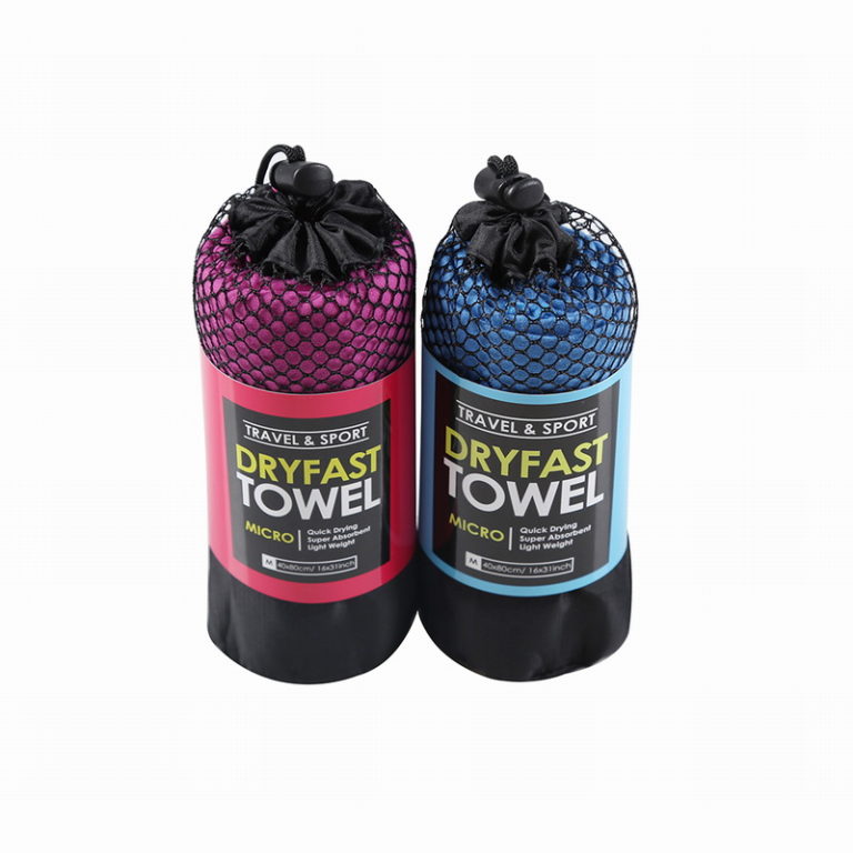 Customize light weight compact travel towel large size with mesh bag ...